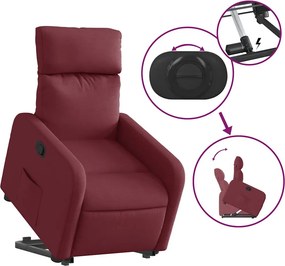 Zvedací polohovací křeslo vínové textil 3206702