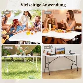 Costway Skládací kempingový stůl s HDPE stolní deskou a rukojetí – 152 × 70 cm