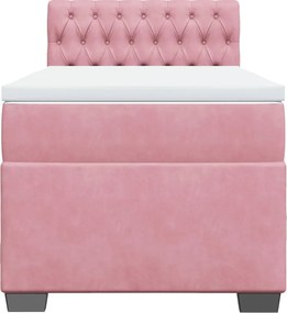 Box spring postel s matrací růžová 100x200 cm samet 3288545