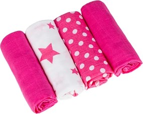 Bellatex Bavlněné pleny s potiskem 4ks 70x70 Bílá,Růžová
