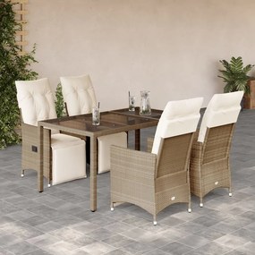 5dílný zahradní bistro set s poduškami béžový polyratan 3276939