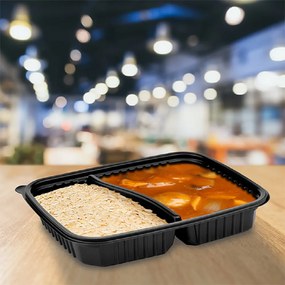 Wimex 78222 - plastová menu mísa `L`, 1100 ml, 250 × 185 mm, 2dílná, černá - 50 ks