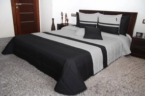 Prošívané přehozy na postele v černé barvě s šedými pruhy Šířka: 240 cm | Délka: 240 cm