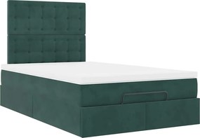 Osmanský rám postele s matracemi tmavě zelená 120x200cm samet 3314459