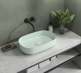 Sapho Sapho, INFINITY OVAL keramické umyvadlo na desku, 55x36 cm, matná zelena Mint, 10NF65055-2T