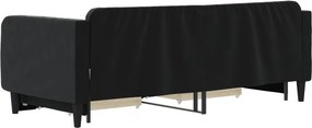 Válenda s přistýlkou a zásuvkami černá 90 x 200 cm samet 3197115