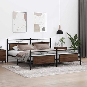Kovový rám postele bez matrace hnědý dub 193 x 203 cm 3325105
