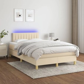 Box spring postel s matrací a LED krémová 120 x 200 cm textil,  3133866
