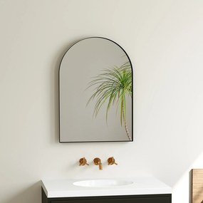 HOMCOM Koupelnové Zrcadlo 50 x 70 cm se Zabezpečovací Fólií, Koupelnové Zrcadlo s Hliníkovým Rámem, Nástěnné Zrcadlo do Koupelny a Ložnice, Černé