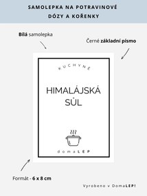 HIMALÁJSKÁ SŮL – bílá samolepka na dózu, základní písmo, 6 x 8 cm | DomaLEP