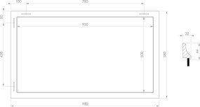 Sapho ROMINA 58 x 98 cm NL398 zrcadlo v rámu bronzová patina