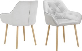 Danish style Jídelní židle Betty (SADA 2 ks), samet, dub / světle šedá