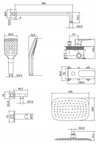 Cersanit Larga - podomítková sprchová sada, černá, S952-031