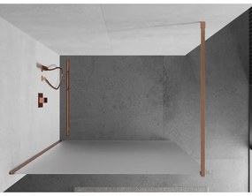 Mexen Kioto, sprchová zástěna Walk-In 100 x 200 cm, 8mm sklo námraza, měděný matný profil, 800-100-101-65-30