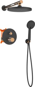 Invena Moonlight, sprchová souprava pod omítku, 2-funkční, černá-růžové zlato, INV-BS-77-014-V