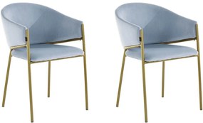 Danish style Jídelní židle Nina (SADA 2 ks), samet, modrá