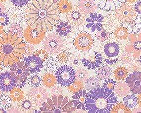 Vliesová tapeta retro, květy - oranžová, růžová fialová 395351 / Tapety na zeď 39535-1 Retro Chic (0,53 x 10,05 m) A.S.Création