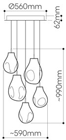 Bomma Soap skleněné závěsné svítidlo 5x Barva: Frosted (matná bílá)