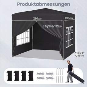 Costway Pavilon Výsuvný skládací pavilon s 4 Odnímatelné boční stěny 3 oddíl