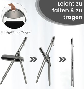 Costway Sada 4 skládacích židlí s kovovým rámem a polstrovanými sedáky