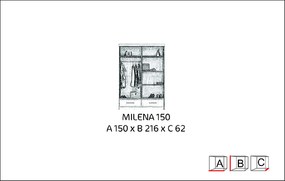 Arkos meble Skříň Milena 150 Barva: Bílá/černý lesk