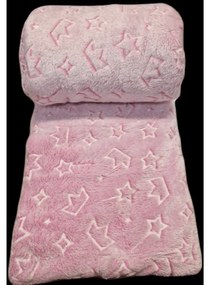 Svítící mikroplyšová deka růžová Hvězdičky a koruny 150x200cm