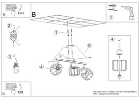 Bodové svítidlo Beluci, 3x černé drátěné stínítko, (možnost polohování)