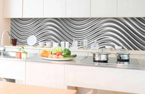 Postershop Samolepící omyvatelná tapeta za kuchyňskou linku - Stříbrné vlnky, 350x60 cm
