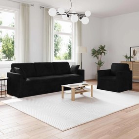 Set pohovek 2 ks Černá samet 3407631
