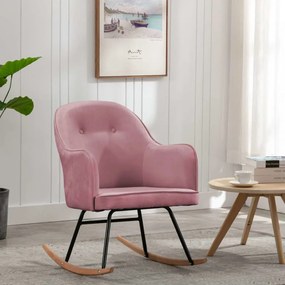vidaXL Houpací židle samet [289520] Barva: Růžová
