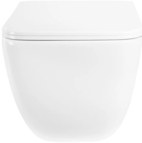 Rea Dexter, závěsná WC mísa Rimless Tornado 515x365x350 mm + WC sedátko z duroplastu, bílá lesklá, REA-C1278