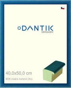 DANTIK rámeček 40x50 | BOX modrá mořená (Sklo Čiré)