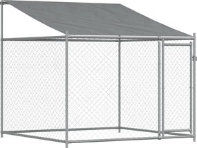 vidaXL Klec pro psy se střechou a dvířky šedá 4x2x2 m pozinkovaná ocel [3209568]