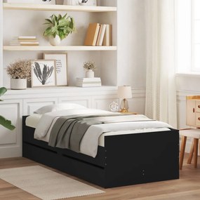 Rám postele se zásuvkami černý 100 x 200 cm 3207337