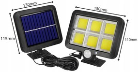 120 COB LED solární lampa s 5m kabelem
