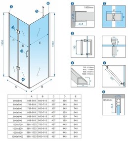 BPS-koupelny Obdélníkový sprchový kout HYD-OK20F 120x80 zlatá/transparent - bez vaničky