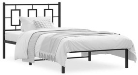 Kovový rám postele s čelem černý 100 x 190 cm