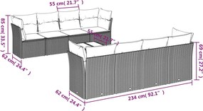 9dílná zahradní sedací souprava s poduškami béžová polyratan 3217309