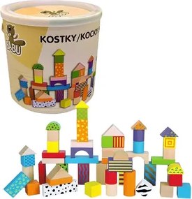 SPARKYS BABU Dřevěné kostky 50 ks v kbelíku / od 2 let