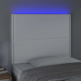 Čelo postele s LED bílé 100x5x118/128 cm umělá kůže 3122369