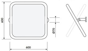 Cersanit Etude, nastavitelné zrcadlo 60X60 cm, chrom, K97-039