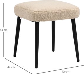 HOMCOM taburet na nohy čtvercový taburet na líčení kašmírový vzhled s ocelovými nohami do obývacího pokoje ložnice béžová 42x42x47cm | Aosom.de
