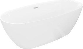 Mexen Luvo Slim, volně stojící vana 170 × 75 cm, bílá lesklá, chromový přepad, 52801707500-01