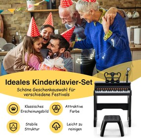 Costway 37-klávesová dětská klaviatura elektronické dětské piano se stoličkou