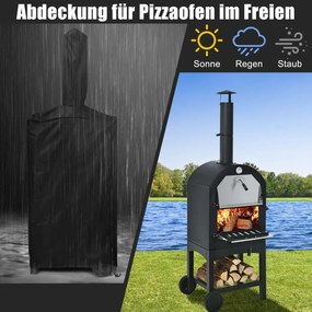 Costway Wood Fired Pizza Oven Volně stojící zahradní gril se 2 kolečky Heavy