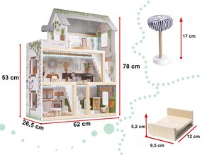 Creative Corner Dřevěný domeček pro panenky LULILO FLORO boho LED