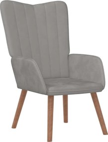 Relaxační křeslo světle šedé samet 327655