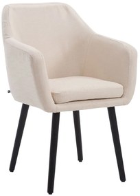 Jídelní židle Utrecht látka, nohy černé - Krémová
