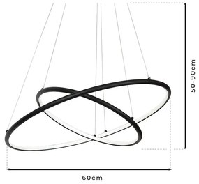 Závěsné LED svítidlo Orion, 2x LED 53w, 3000k, b