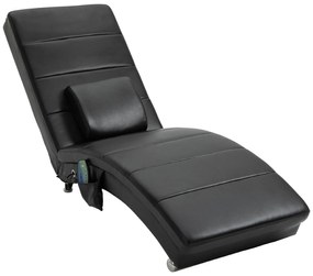 HOMCOM Relaxační lehátko kožené s masážní funkcí, 58 x 163 x 87 cm, do 120 kg, 8 masážních bodů, s dálkovým ovládáním, vysoký opěrný polštář, černá |…